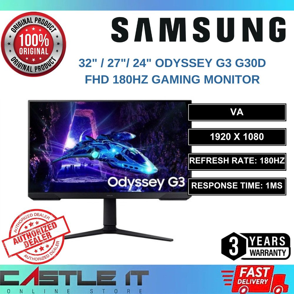 Samsung Odyssey G3 G30D 24" 27" 32" VA FHD 180Hz 1ms HDMI DP Gaming ...