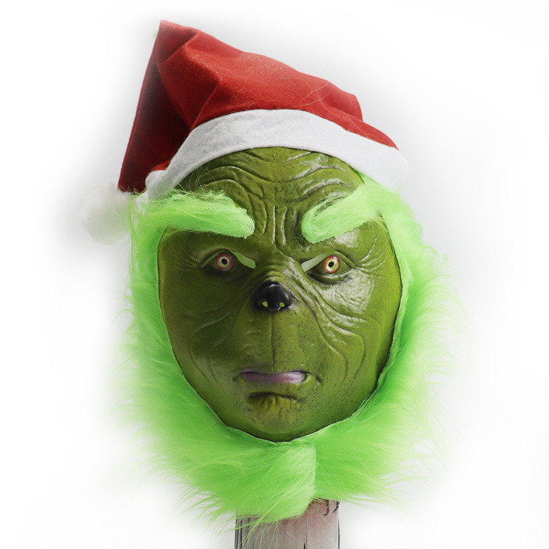 Anime Green Attire Grinch Mask Cosplay Santa Cos Halloween Claus Mask ...