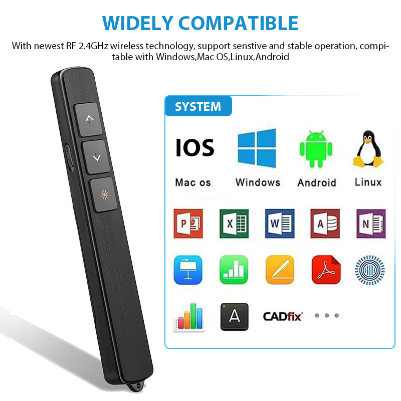 Wireless PPT Laser Pointer Presenter USB Remote Control 2.4GHz ...