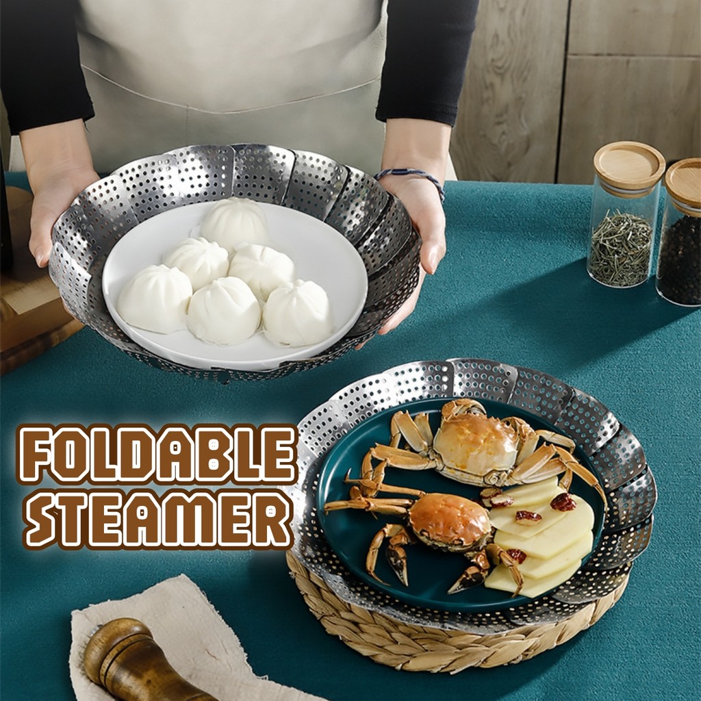 Foldable Food Steamer Rack Stainless Steel Extendable Folding Steamer ...