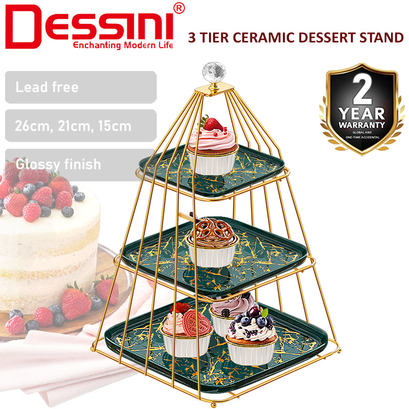 DESSINI ITALY 3 Tier Ceramic Dessert Stand Tower Cake Display Rack ...