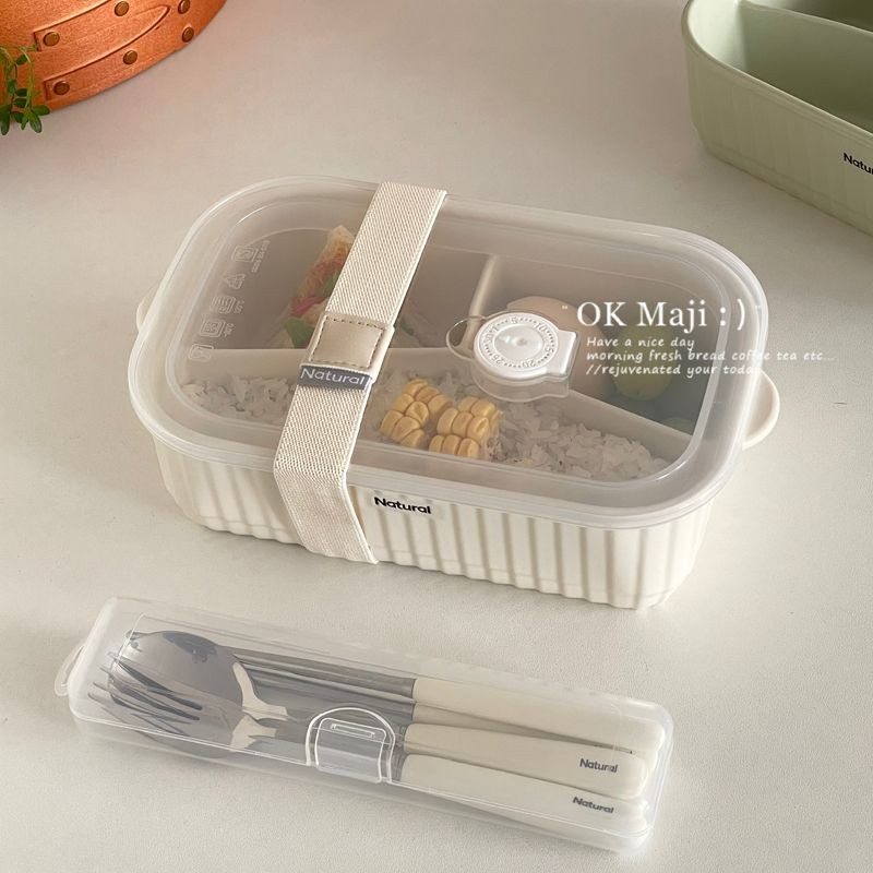 Korean Simple Ceramic Compartment Lunch Box Microwave Heating Lunch Box ...