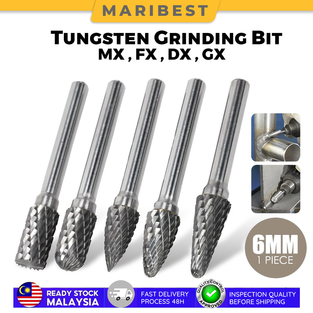 6MM Grinding Bit Rotary Shank Tungsten Carbide Burr Double Cut Mata ...