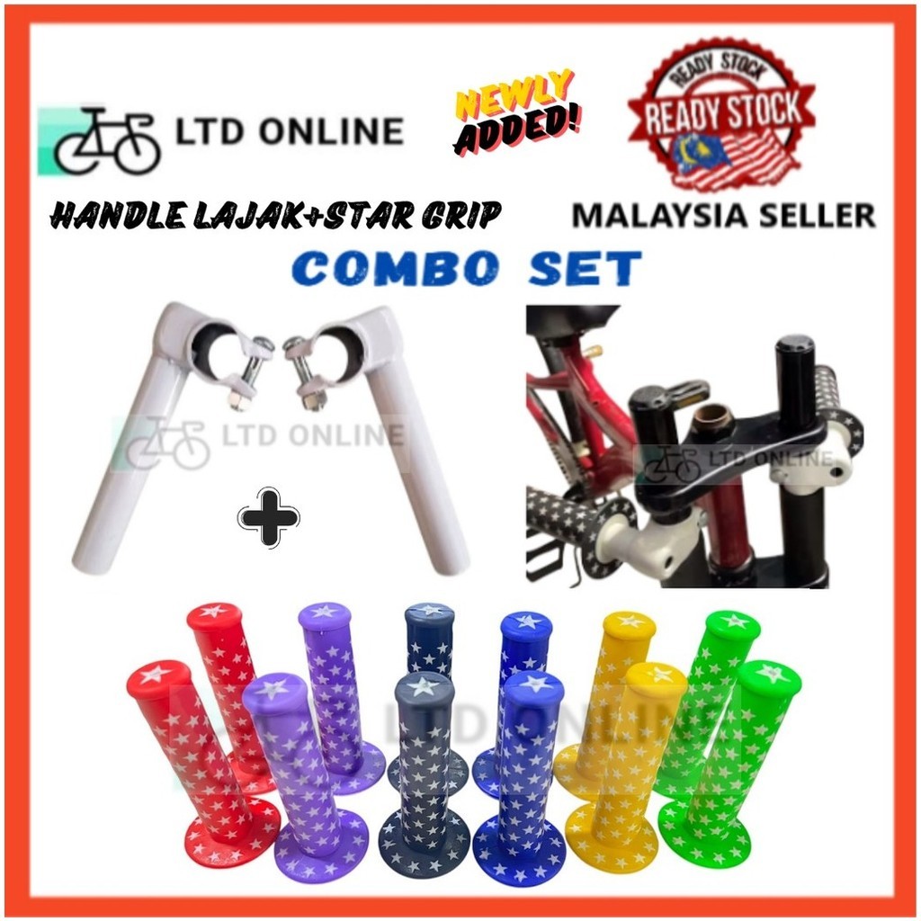 Handle Basikal Lajak Double Fork Handle Combo Set Star Grip Bicycle ...