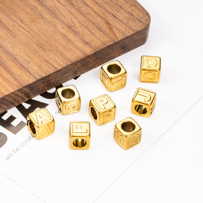 Stainless Steel Thickened Plated 18K Gold Letter Square Through-hole ...
