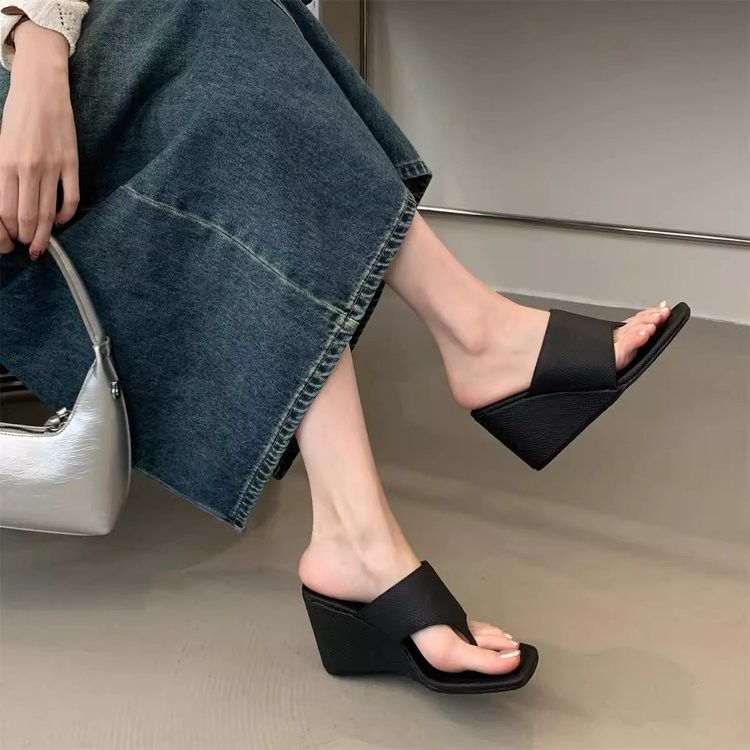 Flip-Toe Women's Wedge Shoes Rubber Slip-On Large Size size35-42 ...