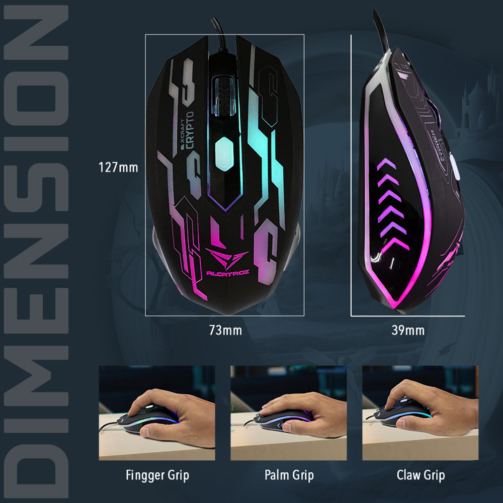 Alcatroz X Craft 2400 CPI High Definition Gaming Mouse 7 Colour Light ...
