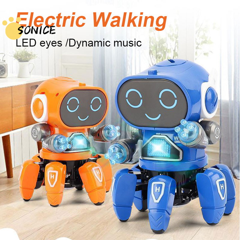 Light Six Claw Robot Toy Flexible Moving Dance Music Shake Robot Toy ...