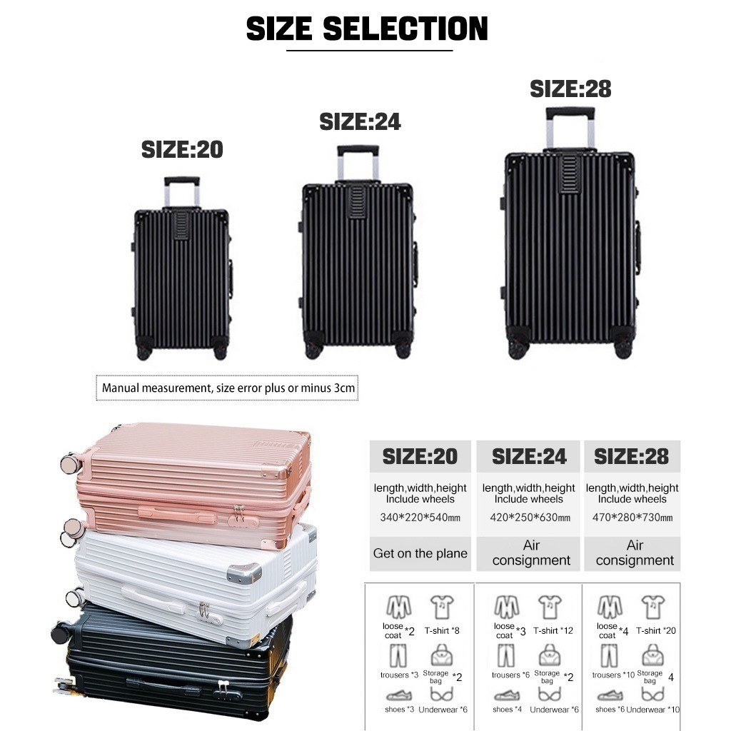 20/24/28inch Travel Luggage Bag ABS+PC Suitcase TSA Lock Universal ...