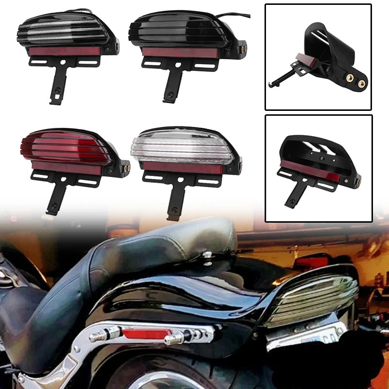 Motorcycle LED Tri-Bar Fender Rear Brake Light Tail Lights License ...