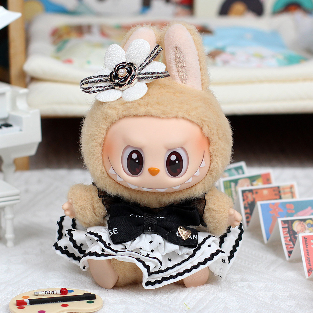 Have A Seat Labubu Costume with Hat Black Plaid Dress for Labubu V2 V1 ...