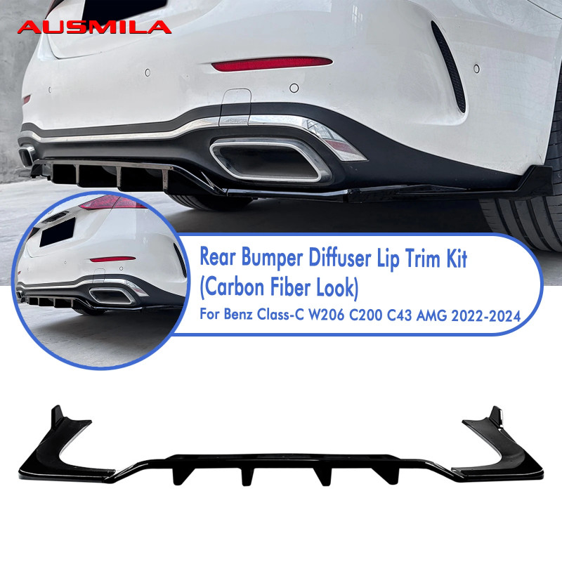 Rear Bumper Splitter Lip Spoiler Diffuser Bracket For Mercedes Benz C ...