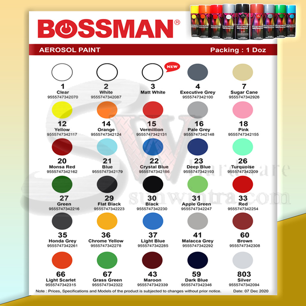 1 CTN / 12 PCS BOSSMAN 400ML MAGIC AEROSOL SPRAY PAINT #STANDARD ...