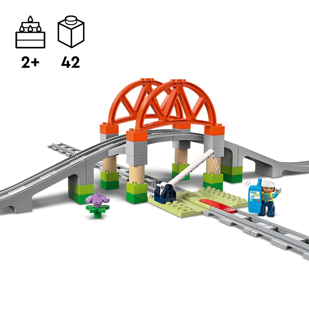 LEGO 10426 DUPLO Train Bridge and Tracks Expansion Set Building Toy Set ...
