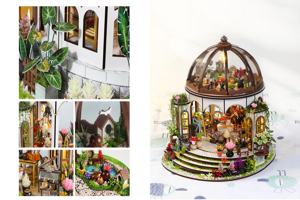 SPRINGGREEN| Dollhouse Craft Kit Greenhouse Model Kit Diy Mini ...