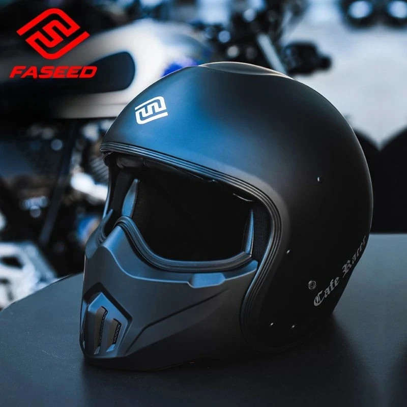 FASEED Full Face Motorcycle Helmet Detachable Modular Retro helmet DOT ...