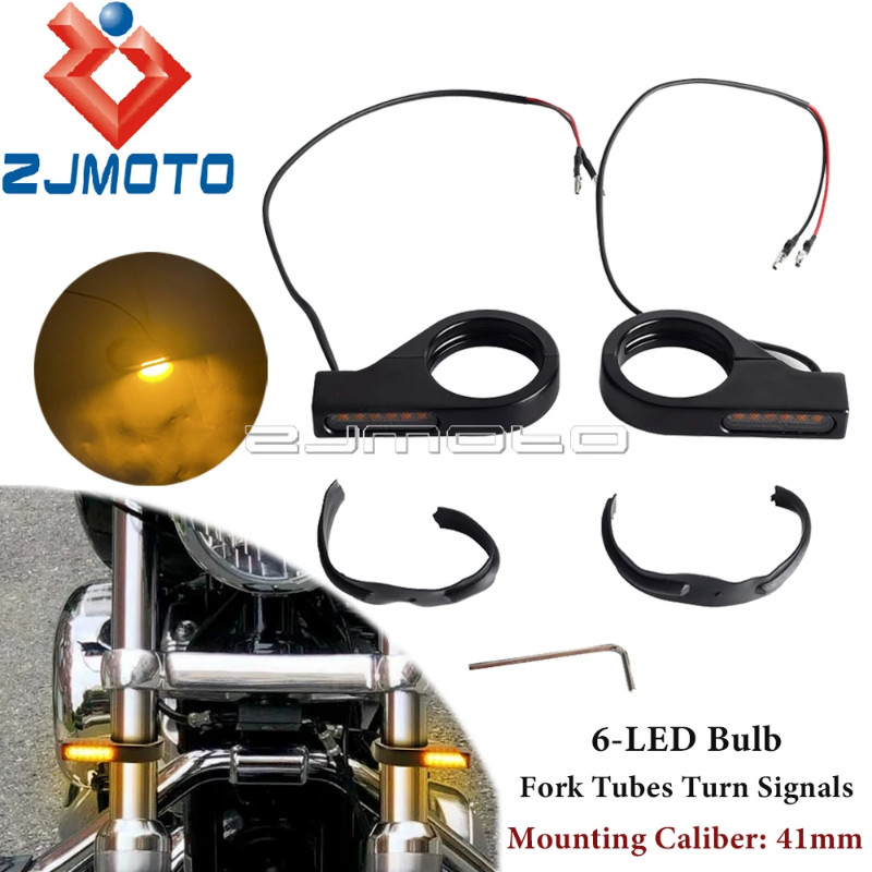 E24 E-Mark LED Front Bracket Signals Indicator Motorcycle 41mm Front ...