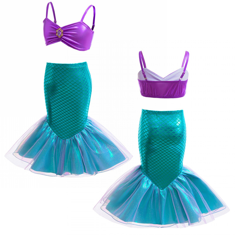 Princess Ariel Costume Cosplay Swimsuit Mermaid Purple Green Croptop ...