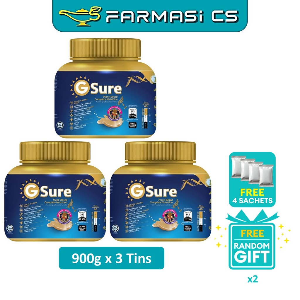 Good Morning Gsure 900g x 3 Tins EXP:08/2027 FREE 2 Random Gift + 4 ...