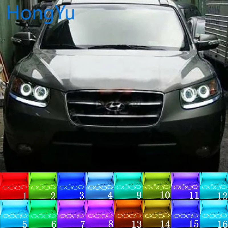 Headlight Multi-color RGB LED Angel Eyes Ring Eye DRL RF Remote Control ...