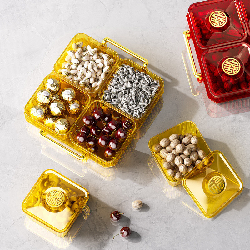 2025 NEW YEAR'S Sealed Dried Fruit Box Divided Candy Box Red Candy Tray ...