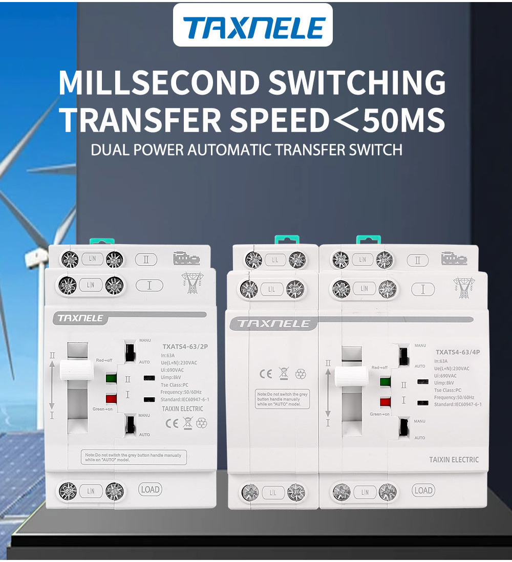 63A ATS Dual Power Automatic Transfer Switch Electrical Selector ...