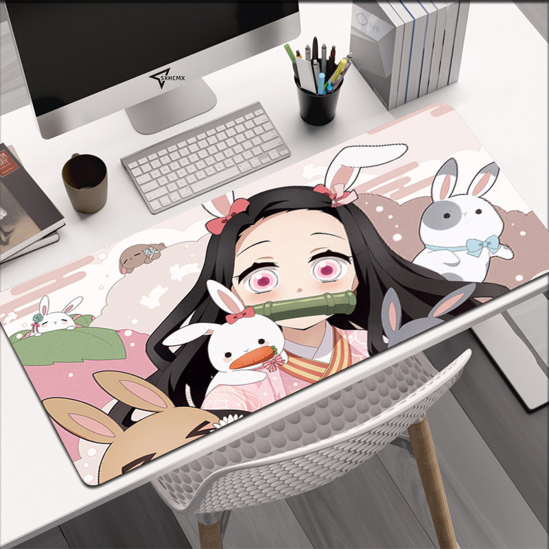 Black White Anime Mouse Pad Laptop Japan Gaming Keyboard Rug Large ...