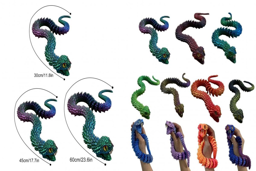Dynamic Pose Snake Model 3d Printed Snake Ornament Flexible Fidget ...