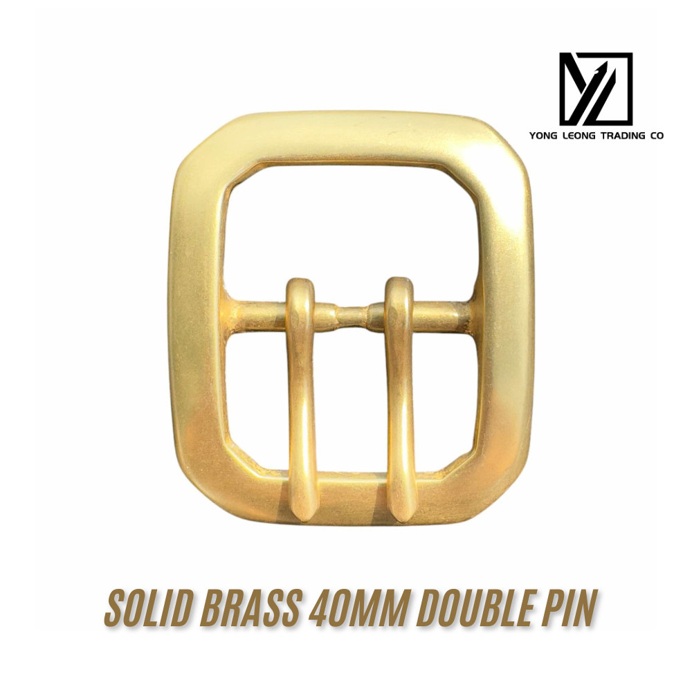 YLT Solid Brass Double Pin 40mm Middle Pin Belt Buckle Tembaga Men ...