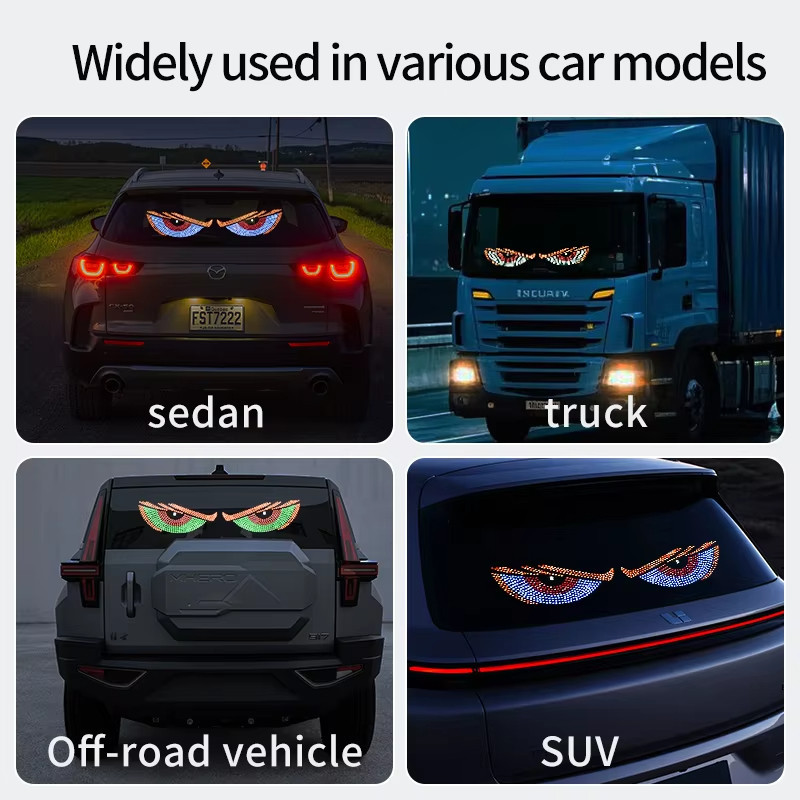 2pcs/set Dynamic demon eye lights Car sticker LED display front and ...