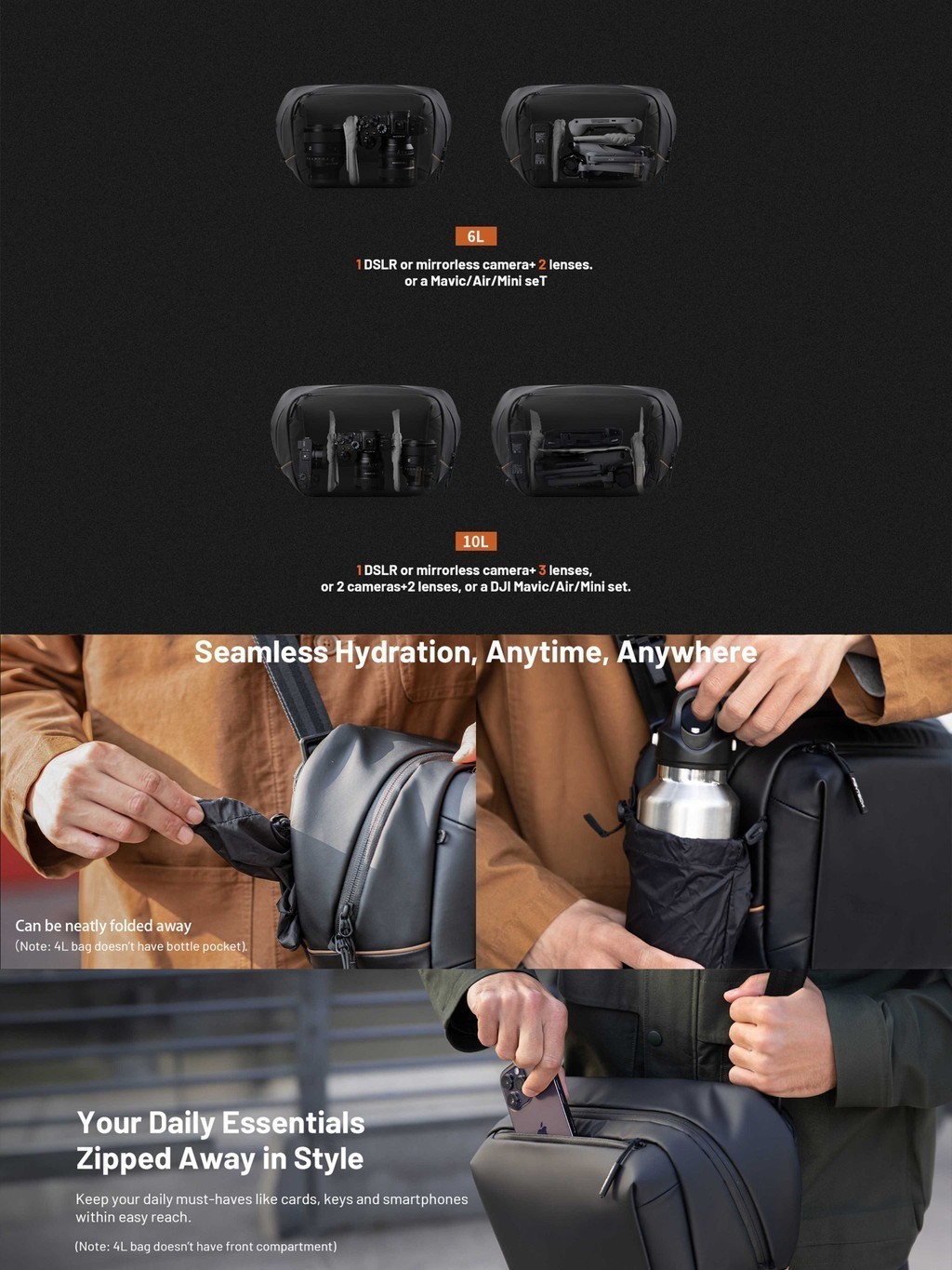 PGYTECH OneGo Solo V2 Camera Bag Mirrorless Camera Large Capacity ...