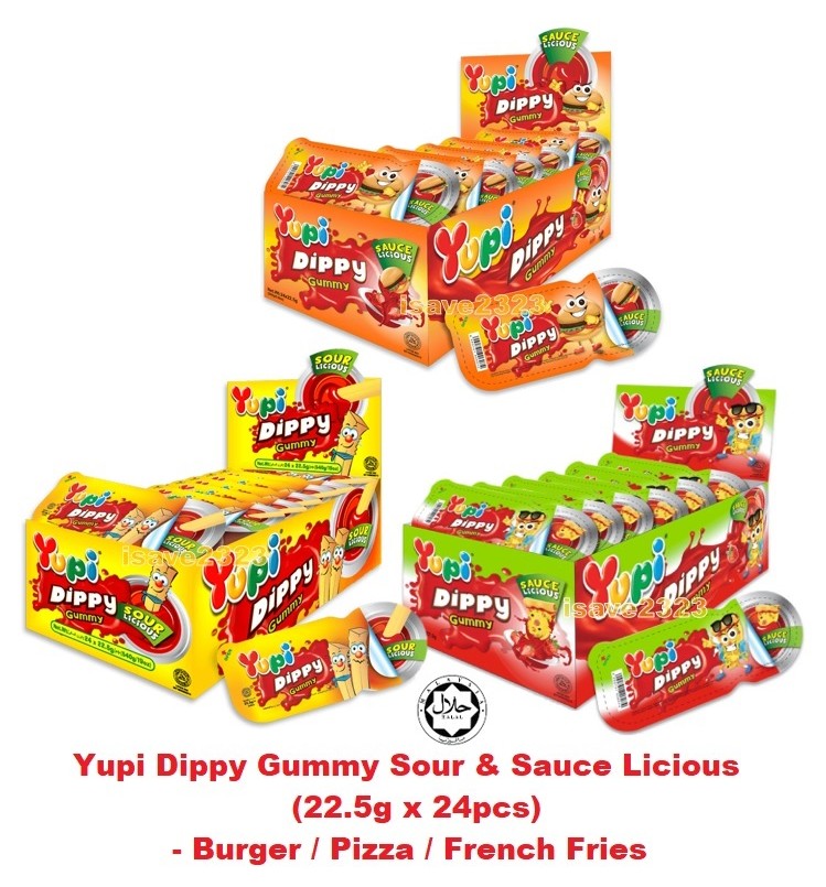 [HALAL] Yupi Dippy Gummy with Sour / Sauce Licious (22.5g x 24pcs) - Burger / Pizza / French ...