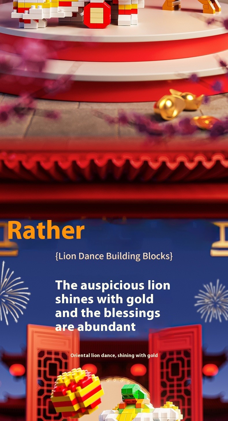 Lego Nafu Lion Dance Building Block Decoration Mascot Lion Children ...