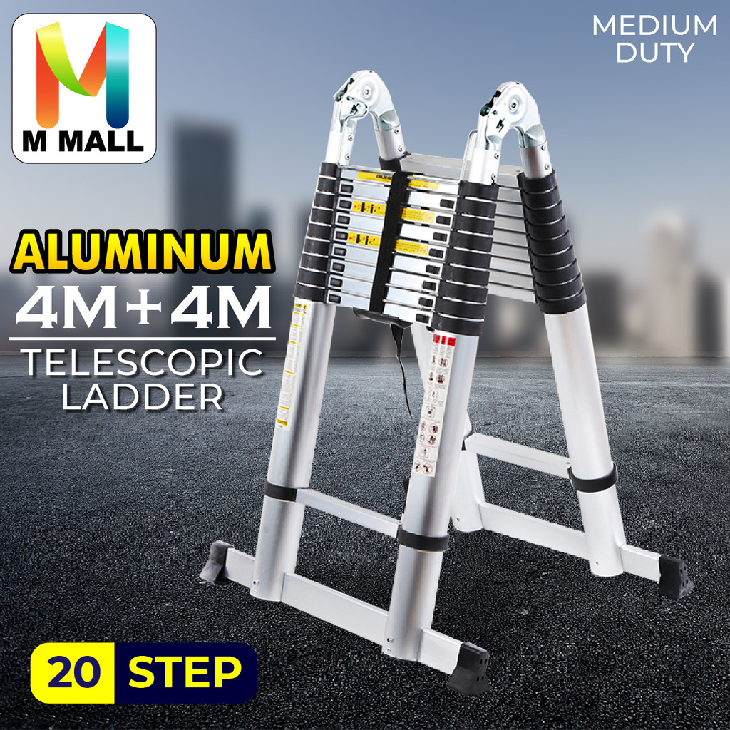 [4M x 4M] Aluminum Double sided Multi-Purpose Telescopic Pole Ladder ...