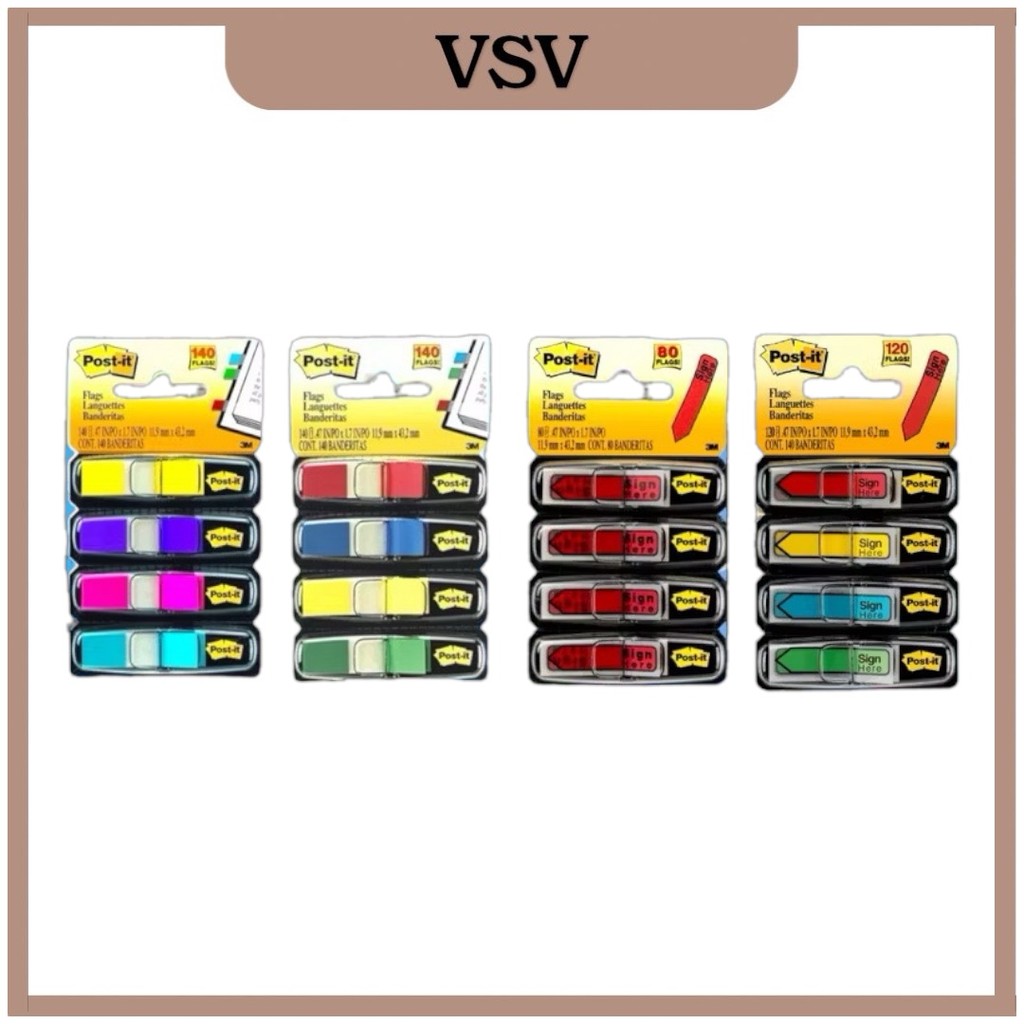 3M Post-it Colour Printed Flags Sticky Notes (Sign Here) Message Index ...