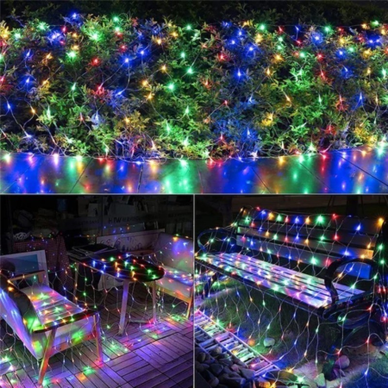 Lampu Raya Net Light LED String Fairy Lights Outdoor Waterproof Lampu ...