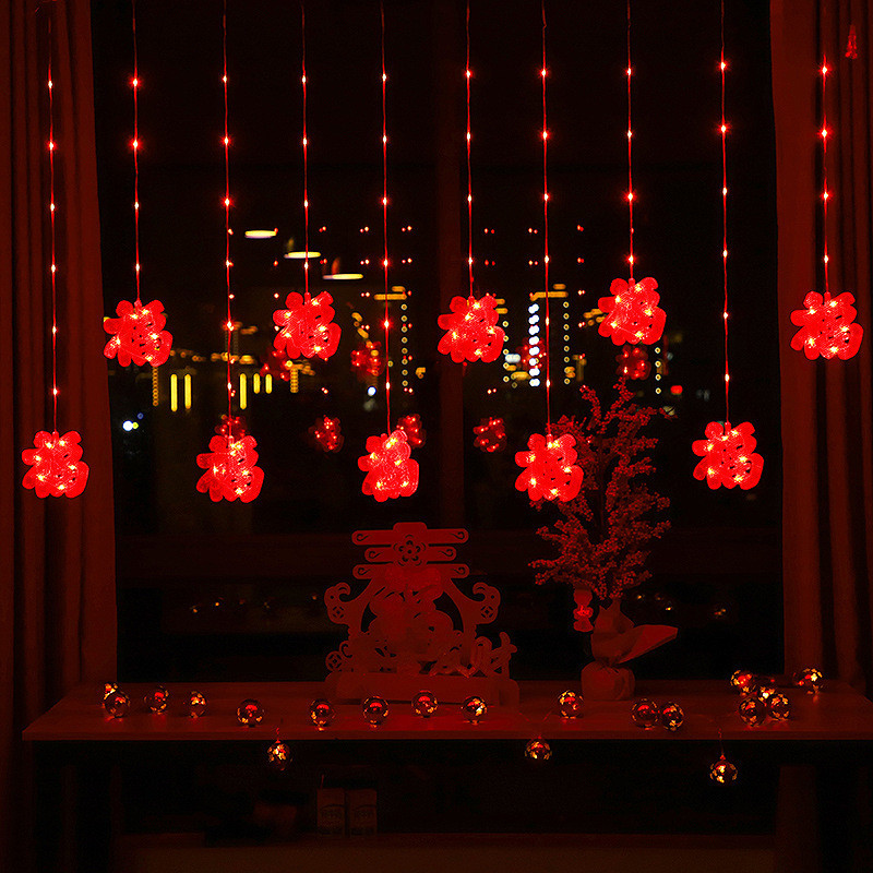 2025 CNY Decor Hanging Ornament Red Lantern Plug in LED Chinese Spring ...