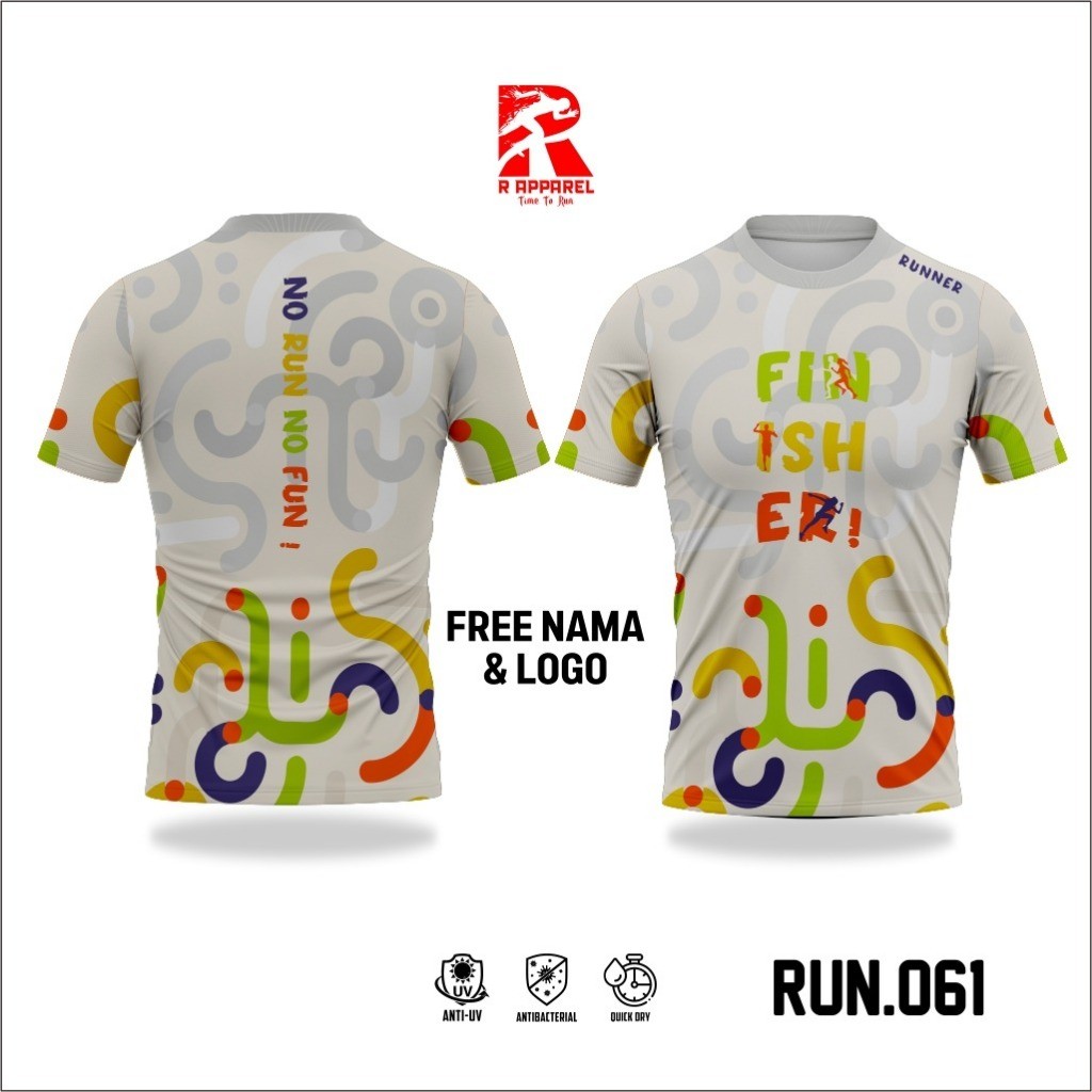 Baju Kaos Olahraga Lari No Fun No Run | Jersey Running Quick Dry Fit FullPrinting | Free Custom ...