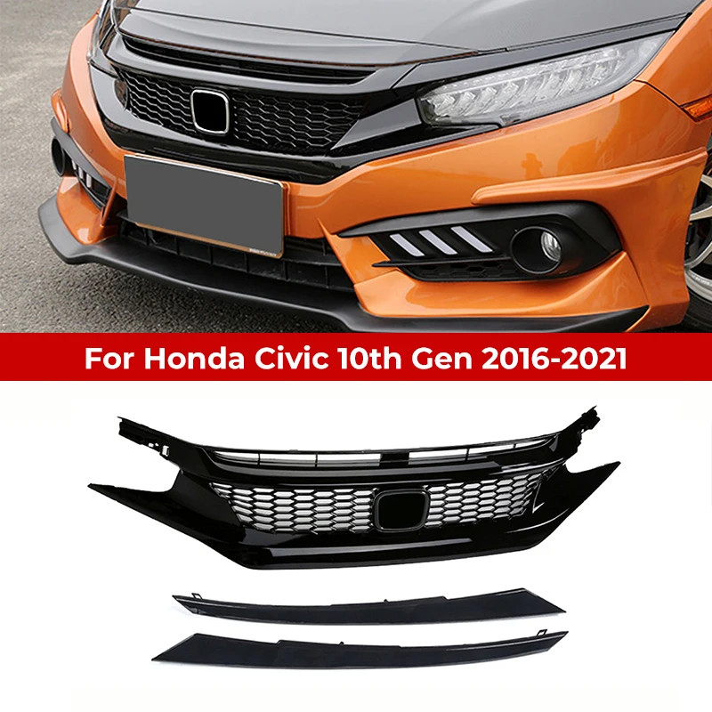 Front Grille Racing Grill Net For Honda Civic 10th Gen 2016-2021 Car ...