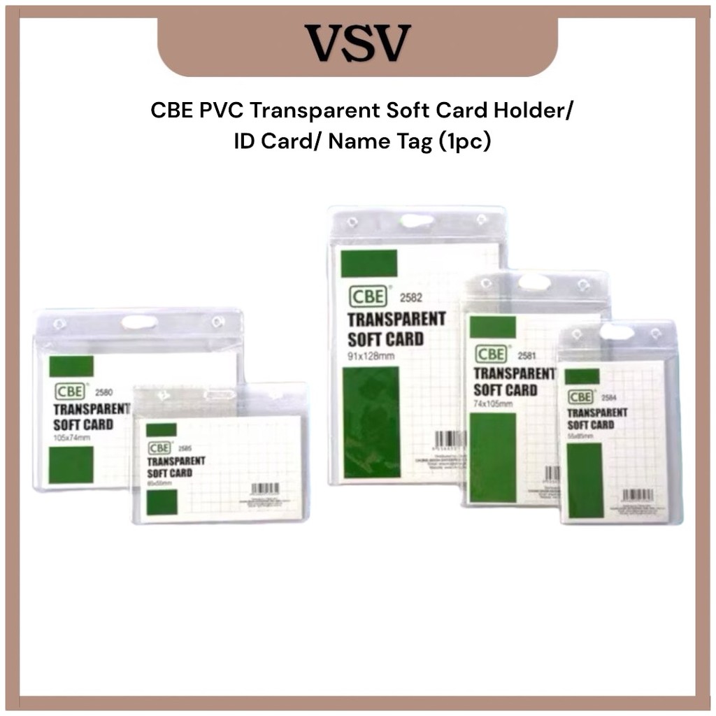 CBE PVC Transparent Soft Card Holder/ ID Card/ Name Tag (1pc) | Shopee ...