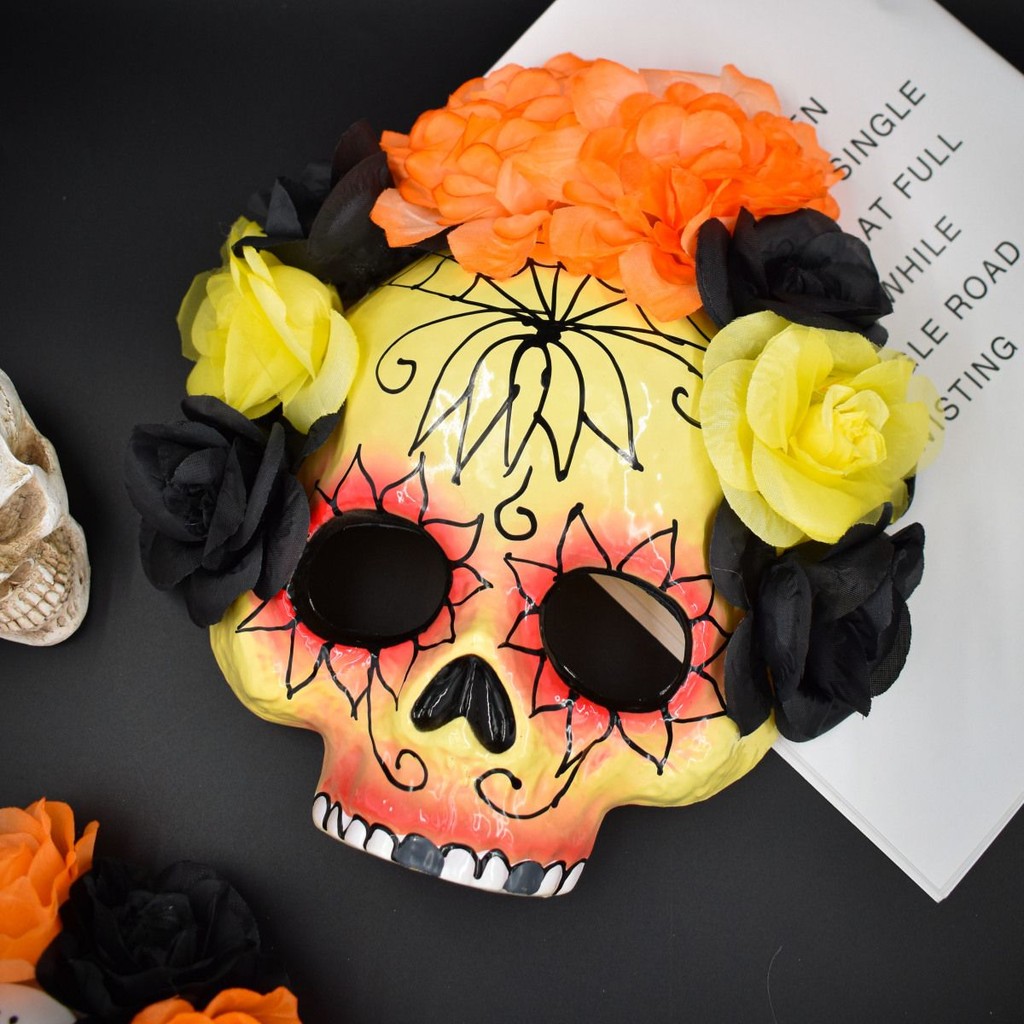 Scary Skull Mask With Flowers, A Stunning Prop For A Female Half-face ...