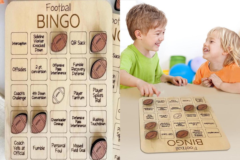 dim Competitive Ball Game Ball Theme Bingo Game Wooden Football Bingo ...