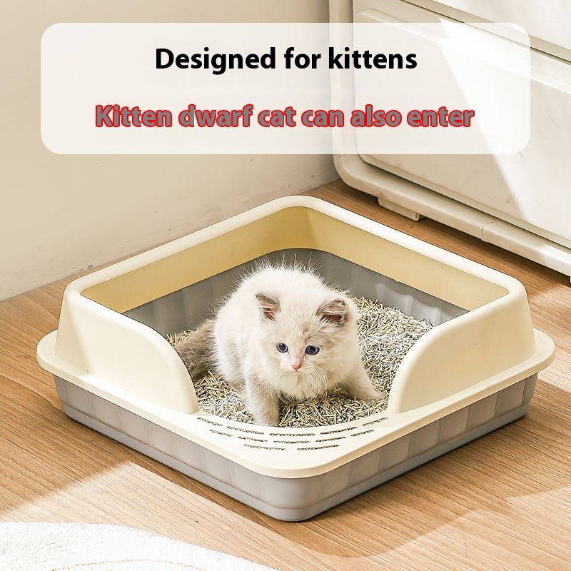 Cat Toilet Box Half Enclosed Litter Basin Xtra Large Deep Cute Open Air ...