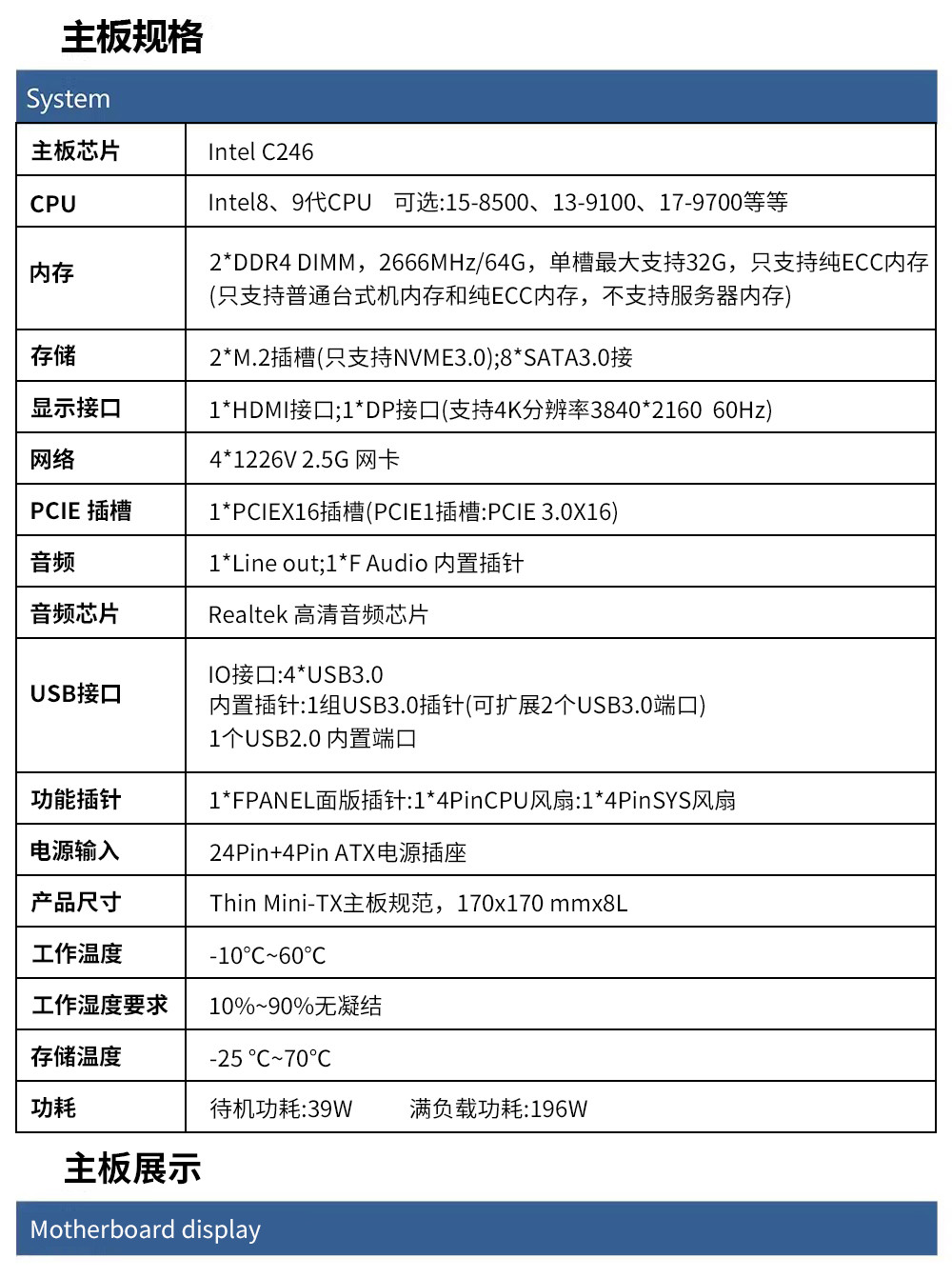 BKHD C246-NAS-ITX Motherboard 4*1226V 2.5G Network Card 2*M.2 NVME3.0 For Computer | Shopee Malaysia