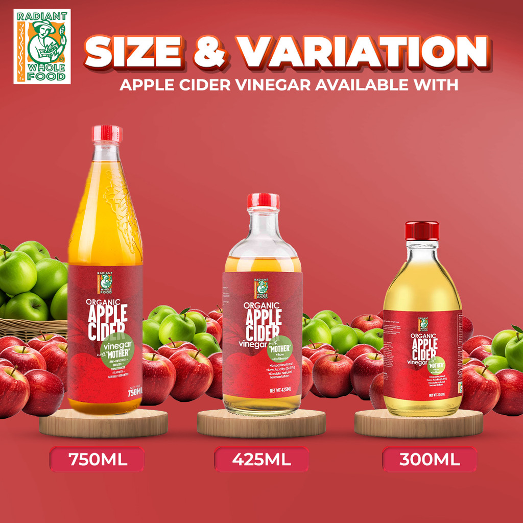 [Twin Pack] Radiant Organic Apple Cider Vinegar (750ml x 2 Bottles ...