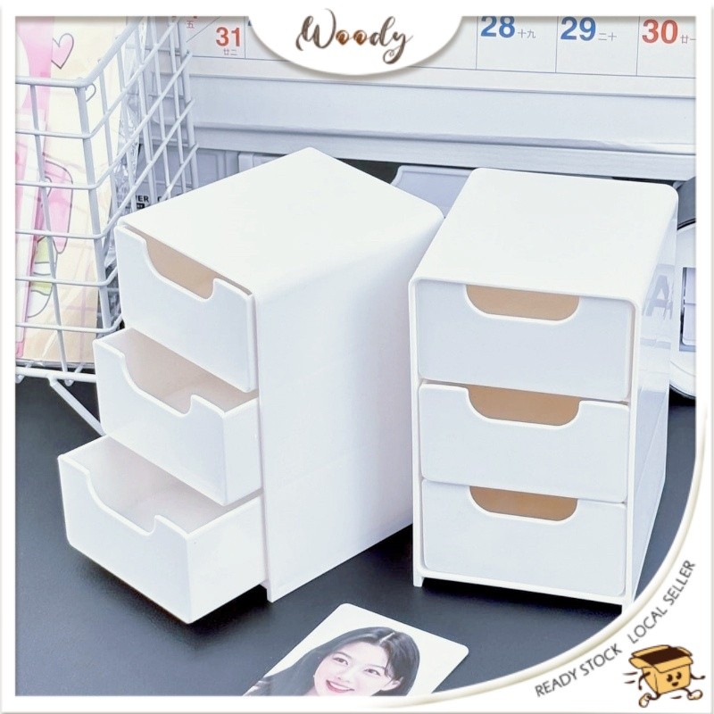 【Woody】Lovely Muji dupe 3-drawer mini cabinet Decor Reco Study Desk ...