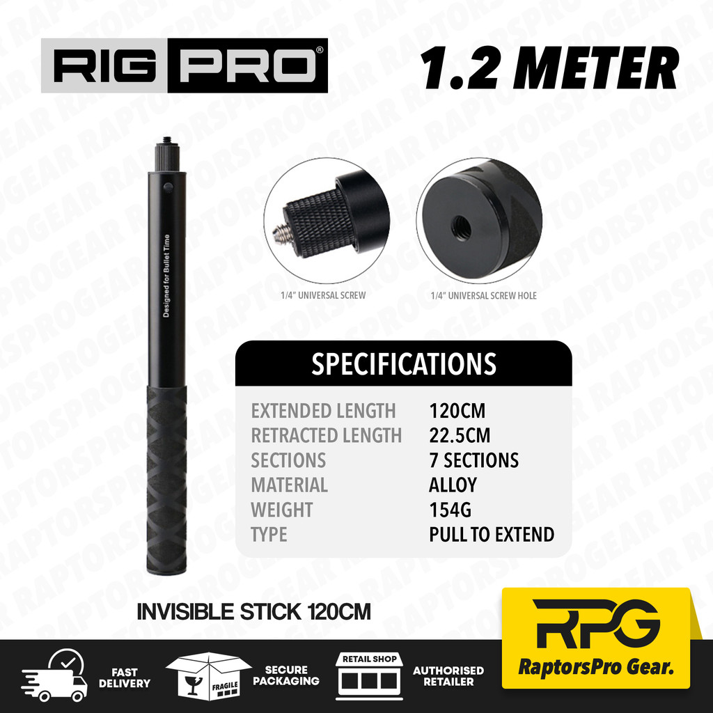 RIGPRO Invisible Selfie Stick 70CM/120CM for Insta360 X5/X4/X3/ONE X2 ...