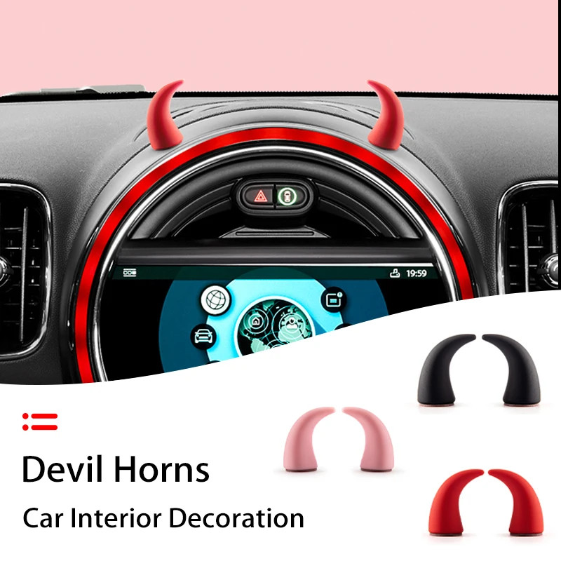 Devil Horns Car Inner Decor Cute Styling Stickers Dashboard Ornament ...