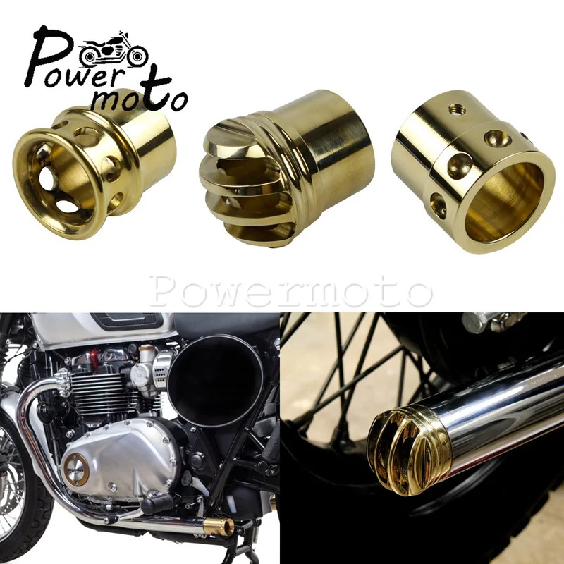 Solid Brass Cafe Racer Exhaust Tip 1-3/4" Drilled Muffler End Pipe Tip ...