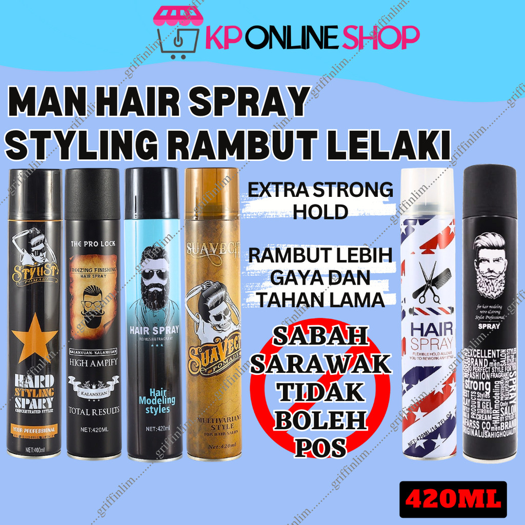 Spray Rambut Lelaki/ Strong Hold Hair Spray Styling /Spray Rambut ...